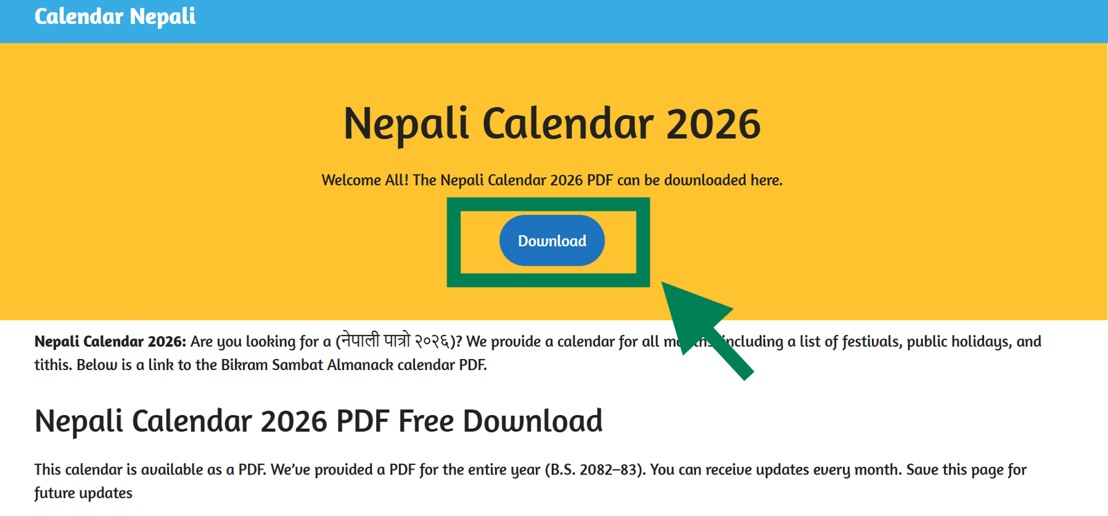 Nepali Calendar 2026 Free - नेपाली पात्रो २०२६ Pdf - Calendar Nepali